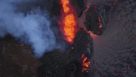 Volcano Lava Fissure Eruption Sunrise Ma... | Stock Video | Pond5