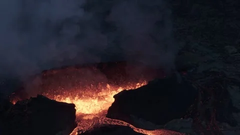 Volcano Lava Fissure Eruption Sunrise Ma... | Stock Video | Pond5