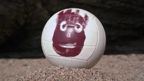 Volleyball ball with face painted on it ... | Stock Video | Pond5