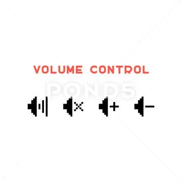 Volume control set in pixel art: Graphic #78933405