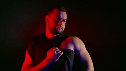 voluptuous young muscular man is baring ... | Stock Video | Pond5