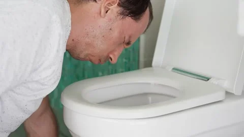 Vomit Nausea In Toilet. Sick Man | Stock Video | Pond5