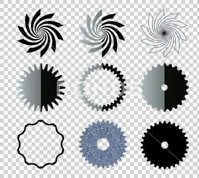 Vortex, stars and gears shapes png collection, clipart over transparent ...