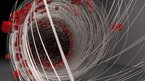 A vortex of white meshes and red cubes p... | Stock Video | Pond5