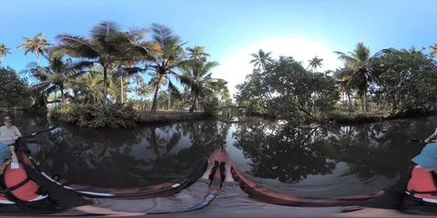 VR 360 Video Kerala / India, kayaking at... | Stock Video | Pond5