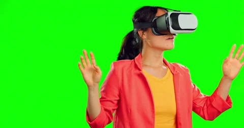 VR glasses, green screen and woman isola... | Stock Video | Pond5
