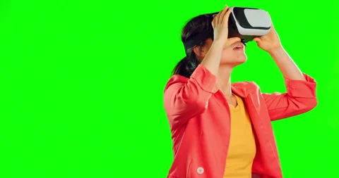 VR goggles, green screen and woman isola... | Stock Video | Pond5