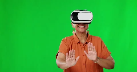 VR, green screen and woman in 3D metaver... | Stock Video | Pond5