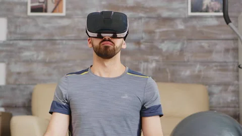 VR yoga breathing exercises | Stock Video | Pond5
