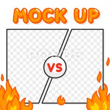 VS battle blank border frame template kawaii doodle cartoon vector ...
