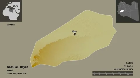 Wadi al Hayat location. Libya. Relief ma... | Stock Video | Pond5