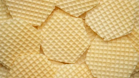 Wafer biscuits, top view, rotation. Waff... | Stock Video | Pond5