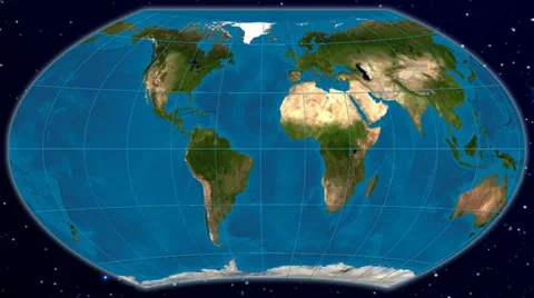 Wagner VI world map projection - blue ma... | Stock Video | Pond5