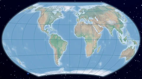 Wagner VI world map projection - natural... | Stock Video | Pond5
