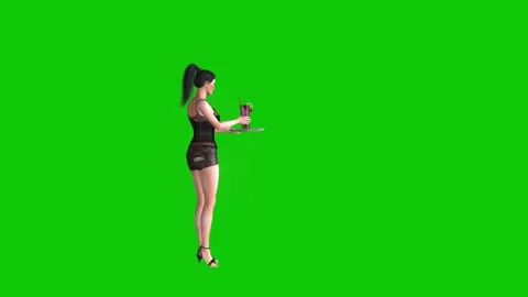 Waitress Serving Drink Green Screen Anim... | Stock Video | Pond5