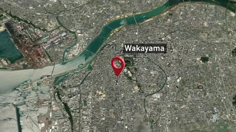 Wakayama City Map Zoom (Japan) from Spac... | Stock Video | Pond5