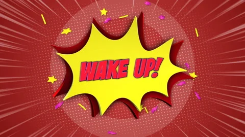 WAKE UP Comic Text Animation, with Alpha... | Stock Video | Pond5