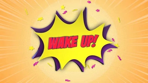 WAKE UP Comic Text Animation, with Alpha... | Stock Video | Pond5