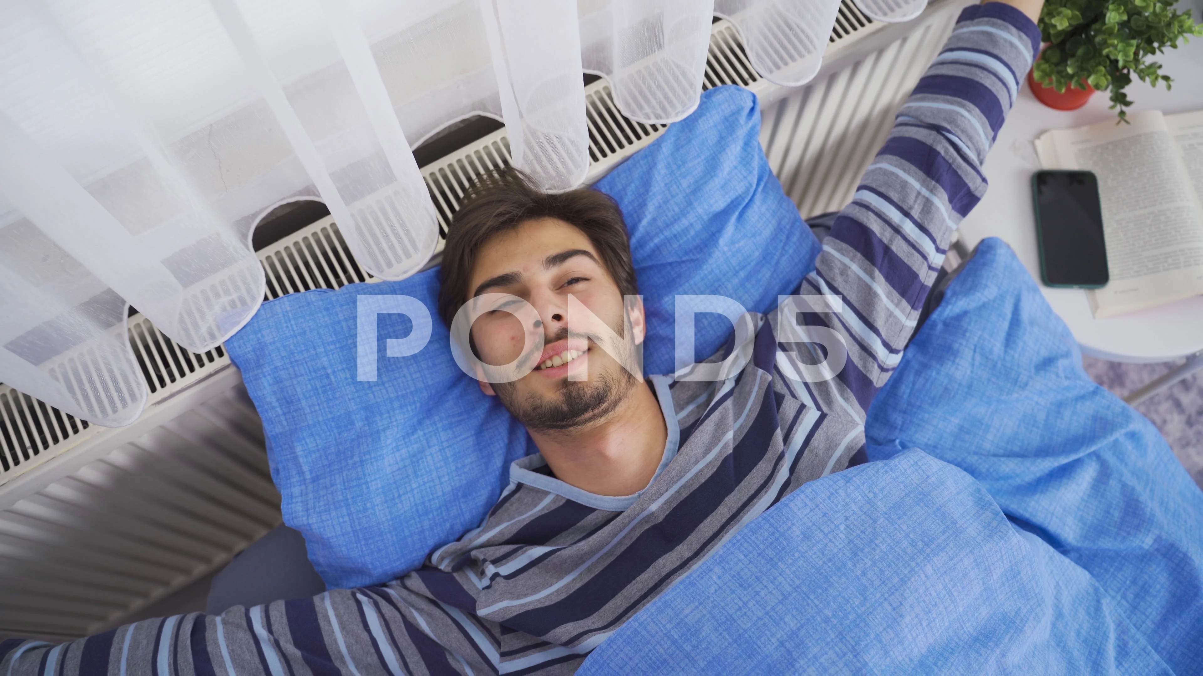 Man Waking Up Happy