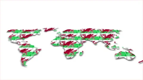 Wales flag wave 3d earth map animation w... | Stock Video | Pond5