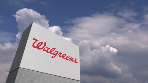 WALGREENS logo on sky background, editor... | Stock Video | Pond5