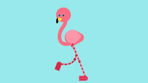 Walk cycle of a cute baby pink flamingo. | Stock Video | Pond5