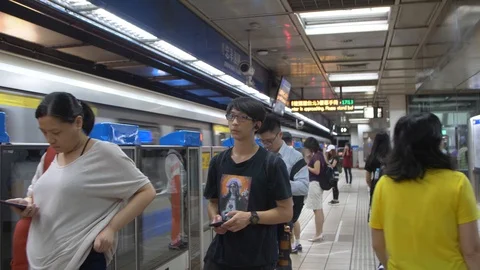 walk through the blue line mrt station p... | Stock Video | Pond5