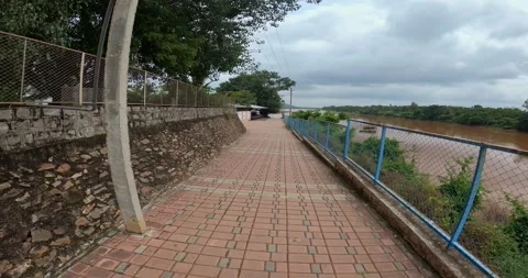 A walk through the riverside footpath du... | Stock Video | Pond5