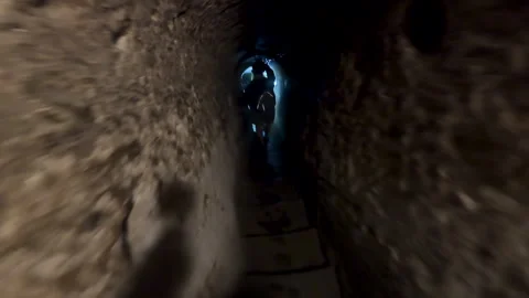 Walk trough the tunnels of the undergrou... | Stock Video | Pond5