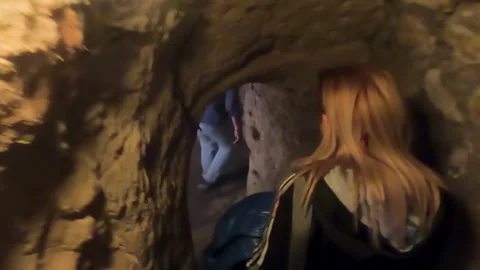 Walk trough the tunnels of the undergrou... | Stock Video | Pond5