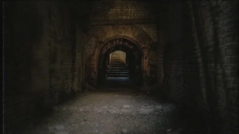 Walking In Ancient Structure Rocky Basem... | Stock Video | Pond5