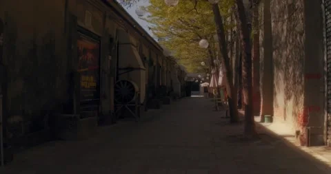 Walking Down The Alley In Front of A Sma... | Stock Video | Pond5