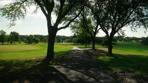 walking down a cart path shaded by surro... | Stock Video | Pond5