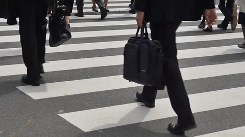 walking the Japanese worker, no face | Stock Video | Pond5