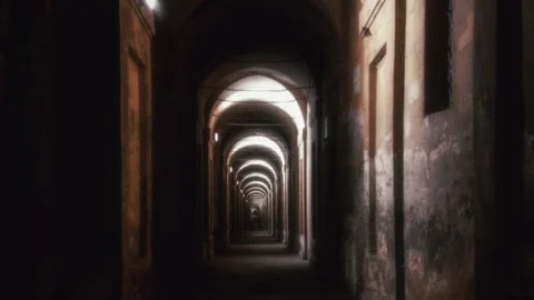 Walking In Long Corridor Dark Old Film E... | Stock Video | Pond5
