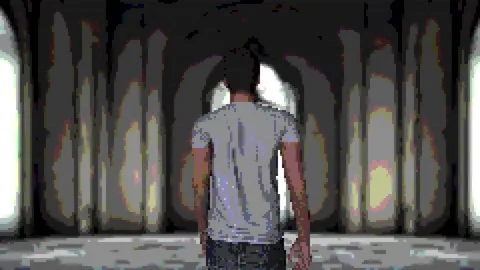 A walking man 8 bit. 3d animation | Stock Video | Pond5