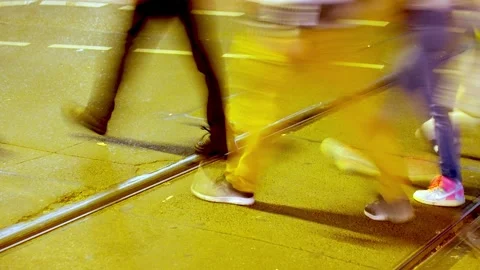 Walking People in Slow Shutter Speed in ... | Stock Video | Pond5