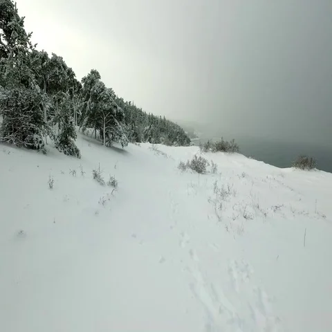 Walking in the snow on an eroded limesto... | Stock Video | Pond5