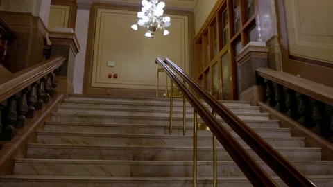 Walking up the steps inside the Indiana ... | Stock Video | Pond5