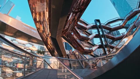 Walking up steps reveals interior of Ves... | Stock Video | Pond5