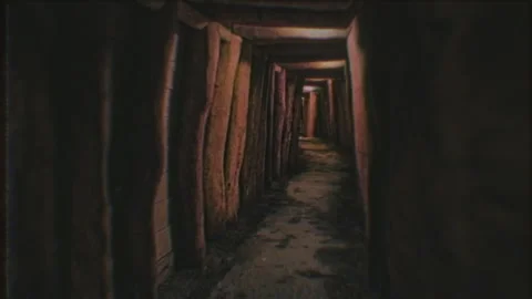 Walking Through Wooden Tunnel Spooky Bun... | Stock Video | Pond5
