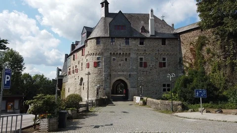 Walking thru old German Castle Gate Schl... | Stock Video | Pond5