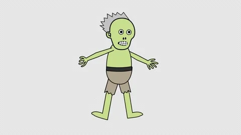 walking zombie cartoon animation in tran... | Stock Video | Pond5