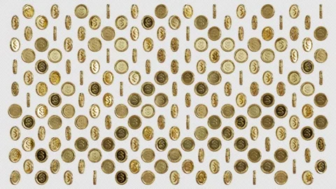 Wall of 3D Gold Coin Randomly Rotating L... | Stock Video | Pond5