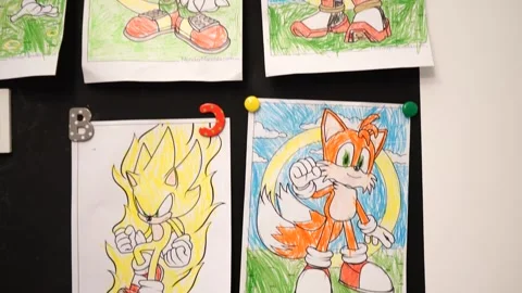 Wall of beautiful Hanging Sonic The Hed... | Stock Video | Pond5