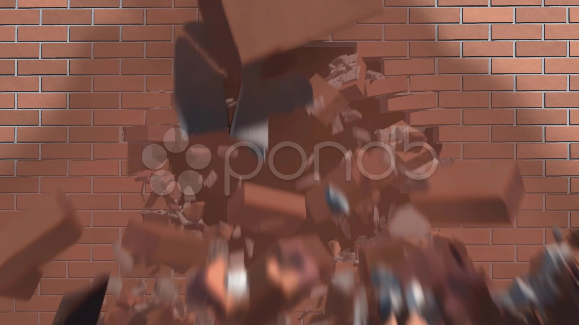 Man Breaking Through Brick Wall