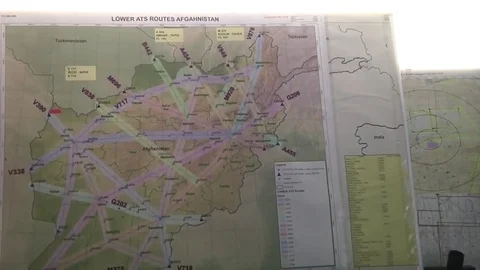 Wall map in control tower at Mazar-e-Sha... | Stock Video | Pond5