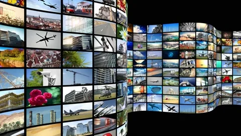 Wall of screens, streaming media concept... | Stock Video | Pond5