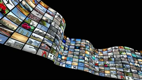 Wall of screens, streaming media concept... | Stock Video | Pond5