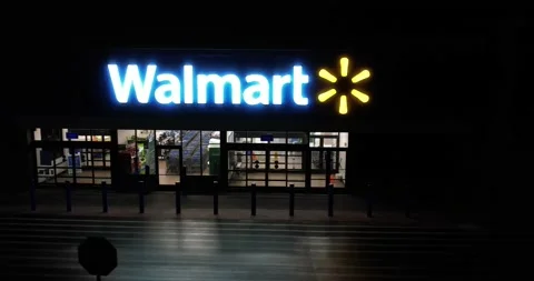 Walmart Store At Night Stock Footage ~ Royalty Free Stock Videos | Pond5